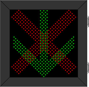 68170 (DOT2323RG-175/9-24VDC) X | Down Arrow (9-24 VDC) LED Sign ...